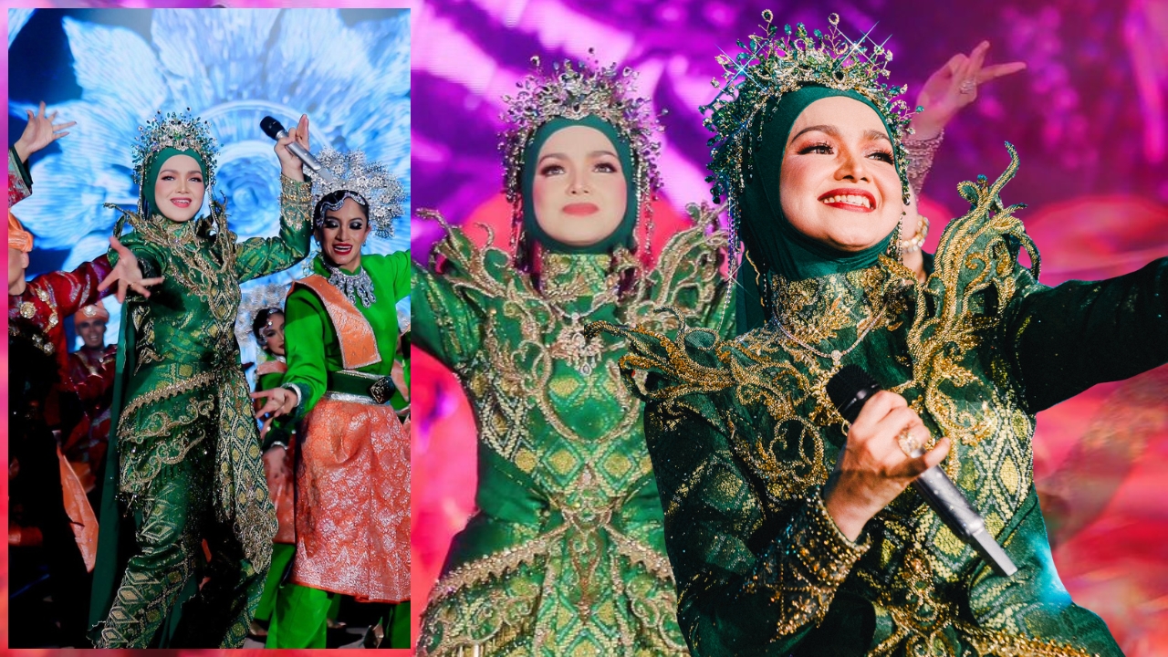 Busana Songket Hijau Siti Nurhaliza Inspirasi Puteri Perak Dengan Sentuhan 'Miss World', Bianca ...